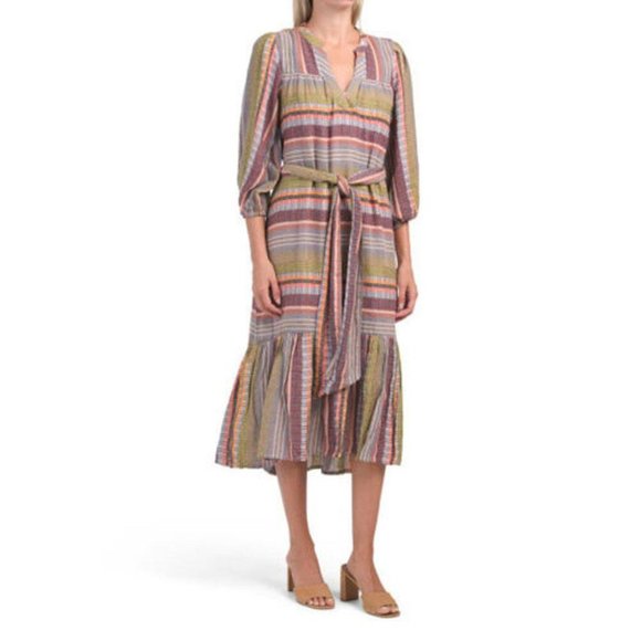 D.RA | Dresses | Dra Jacquard Jenwin Midi Dress Striped Vintage ...